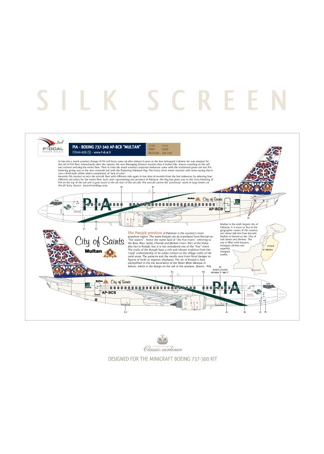PIA (Punjab) - Boeing 737-300 - F-DCAL French Decals