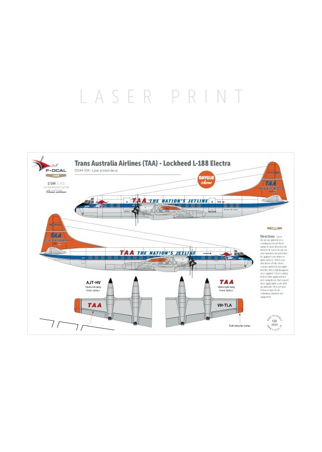 TAA (Dayglo) - Lockheed L188 Electra - F-DCAL French Decals
