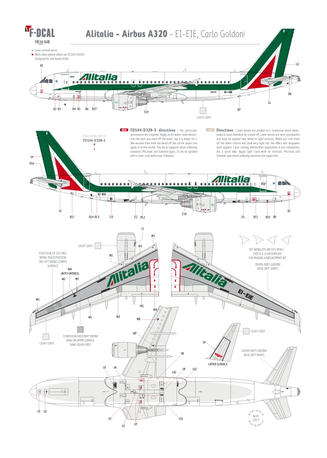 Alitalia - Airbus A320 - F-DCAL French Decals