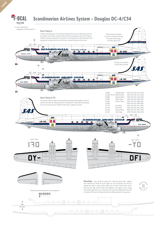 SAS - Douglas DC-4 - F-DCAL French Decals