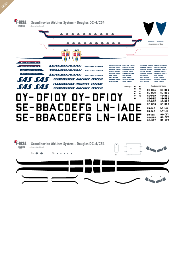 SAS - Douglas DC-4 - F-DCAL French Decals