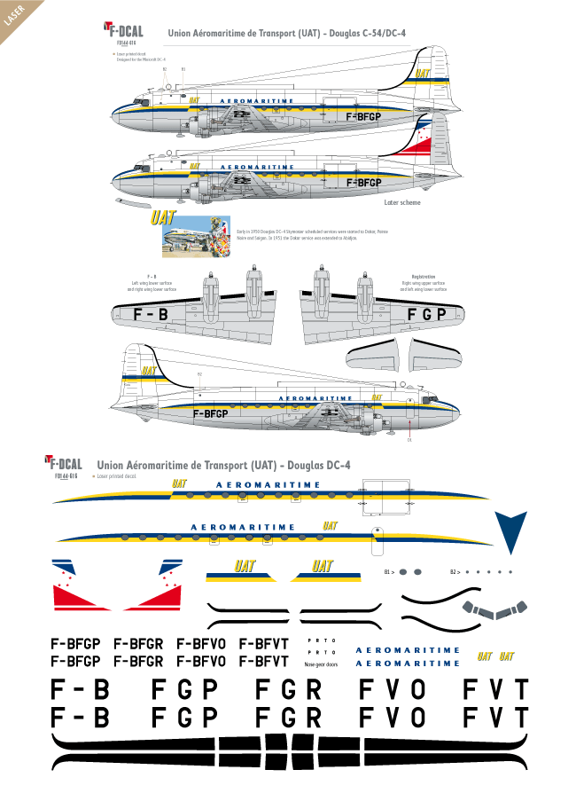 UAT Aéromaritime - Douglas DC-4 - F-DCAL French Decals