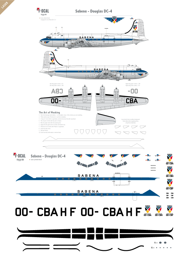 Sabena - Douglas DC-4 - F-DCAL French Decals