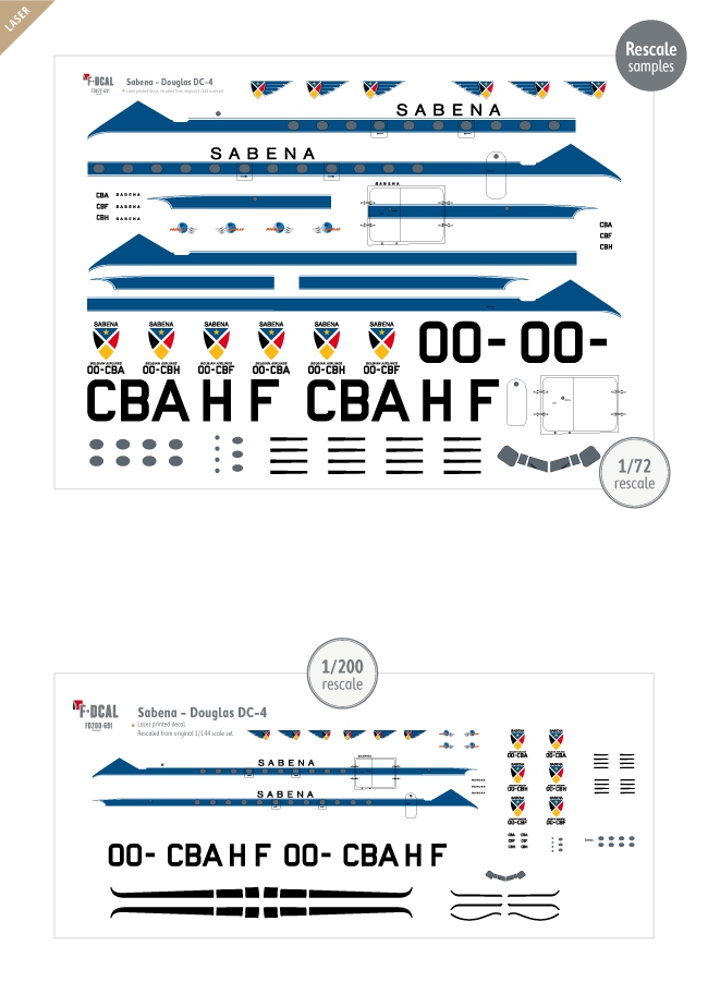 Sabena - Douglas DC-4 - F-DCAL French Decals
