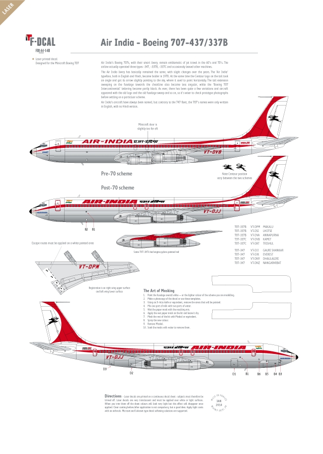 Air India - Boeing 707-320/420 - F-DCAL French Decals