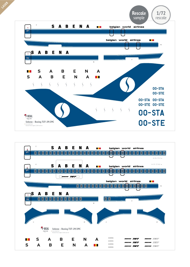 Sabena - Boeing 727-29/29QC - F-DCAL French Decals