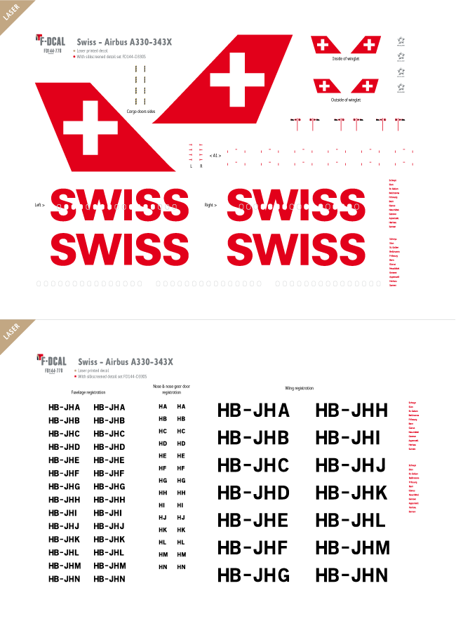 Swiss - Airbus A330-300 - F-DCAL French Decals