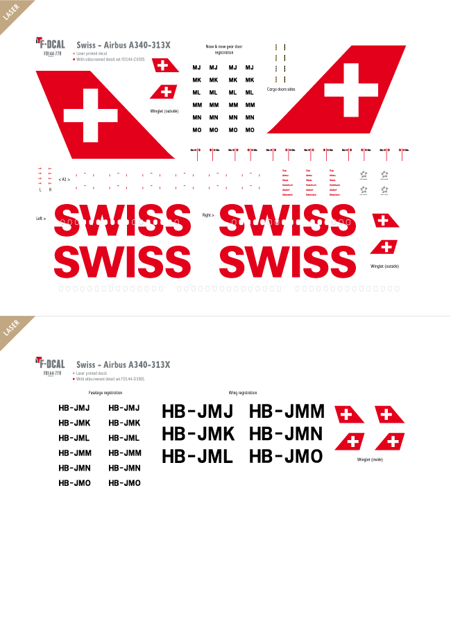 Swiss - Airbus A340-300 - F-DCAL French Decals