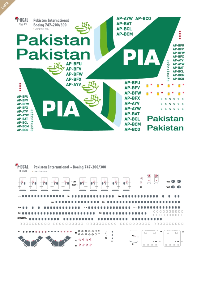 PIA - Boeing 747-200/300 - F-DCAL French Decals